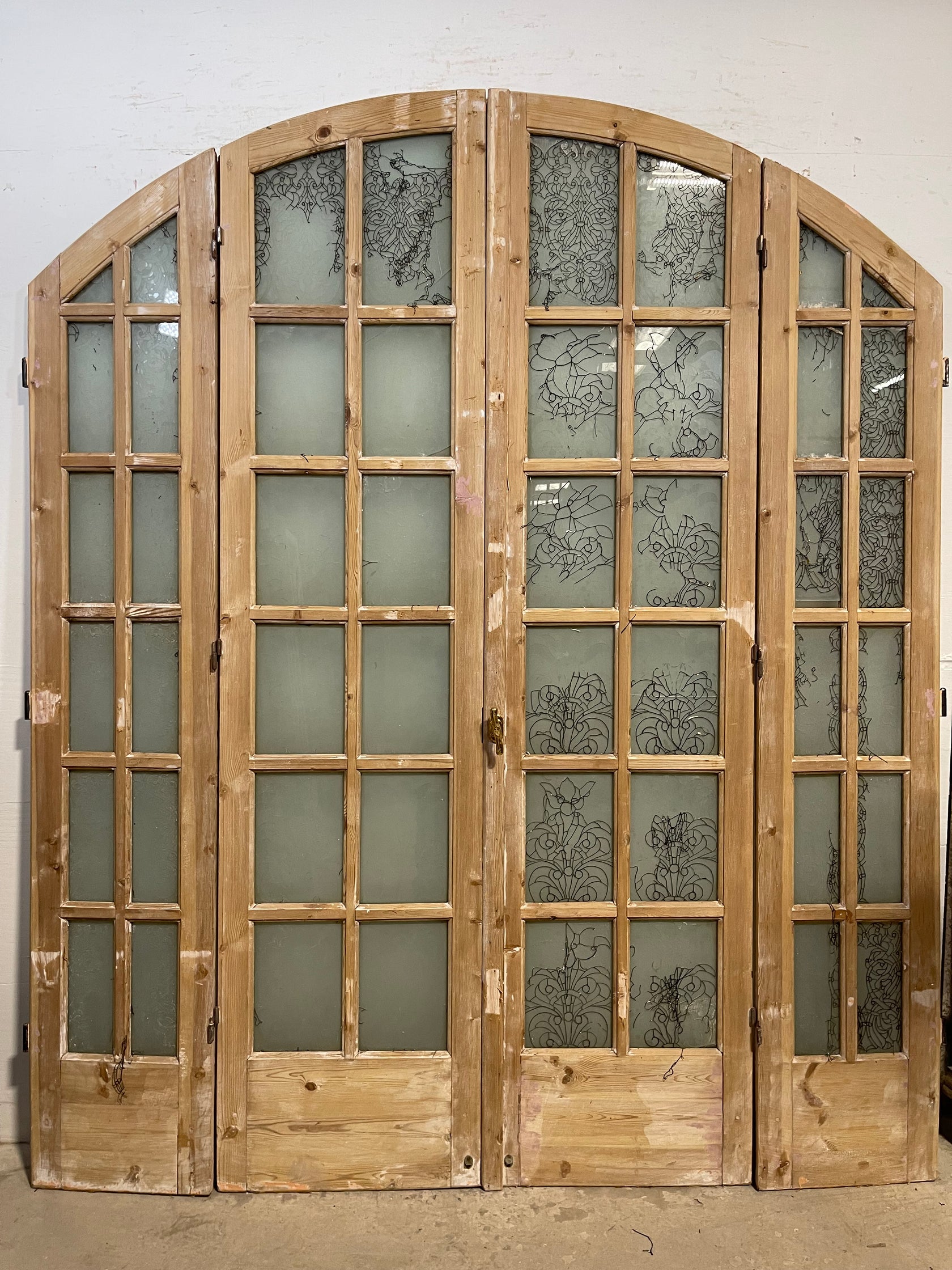 Antique French Panel Doors with Glass Arched (100.75x84.75) L105 ...